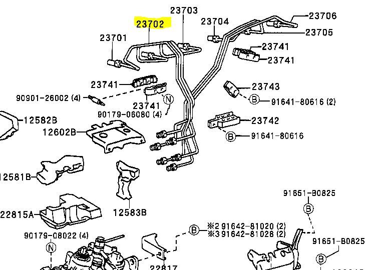 Genuine Toyota Diesel Feed Pipe (1HD-FTE) NO.2 "HDJ78, HDJ79, HDJ100 ...