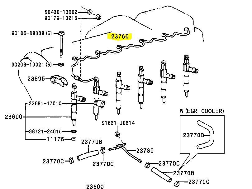 Genuine Toyota Diesel Return Fuel Line (1HD-FTE) "HDJ78, HDJ79, HDJ100, HDJ101"