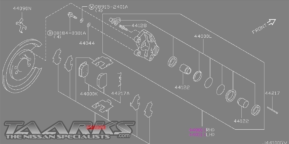 Brake Caliper Shim Hardware Kit (Rear) "R32, R33, Z32" Skyline GTR 300zx