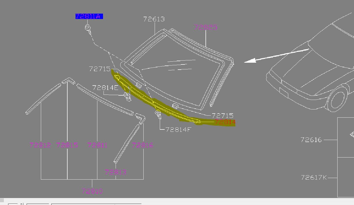 Genuine Nissan Window Moulding Front Lower "S13, 180sx" Silvia RPS13