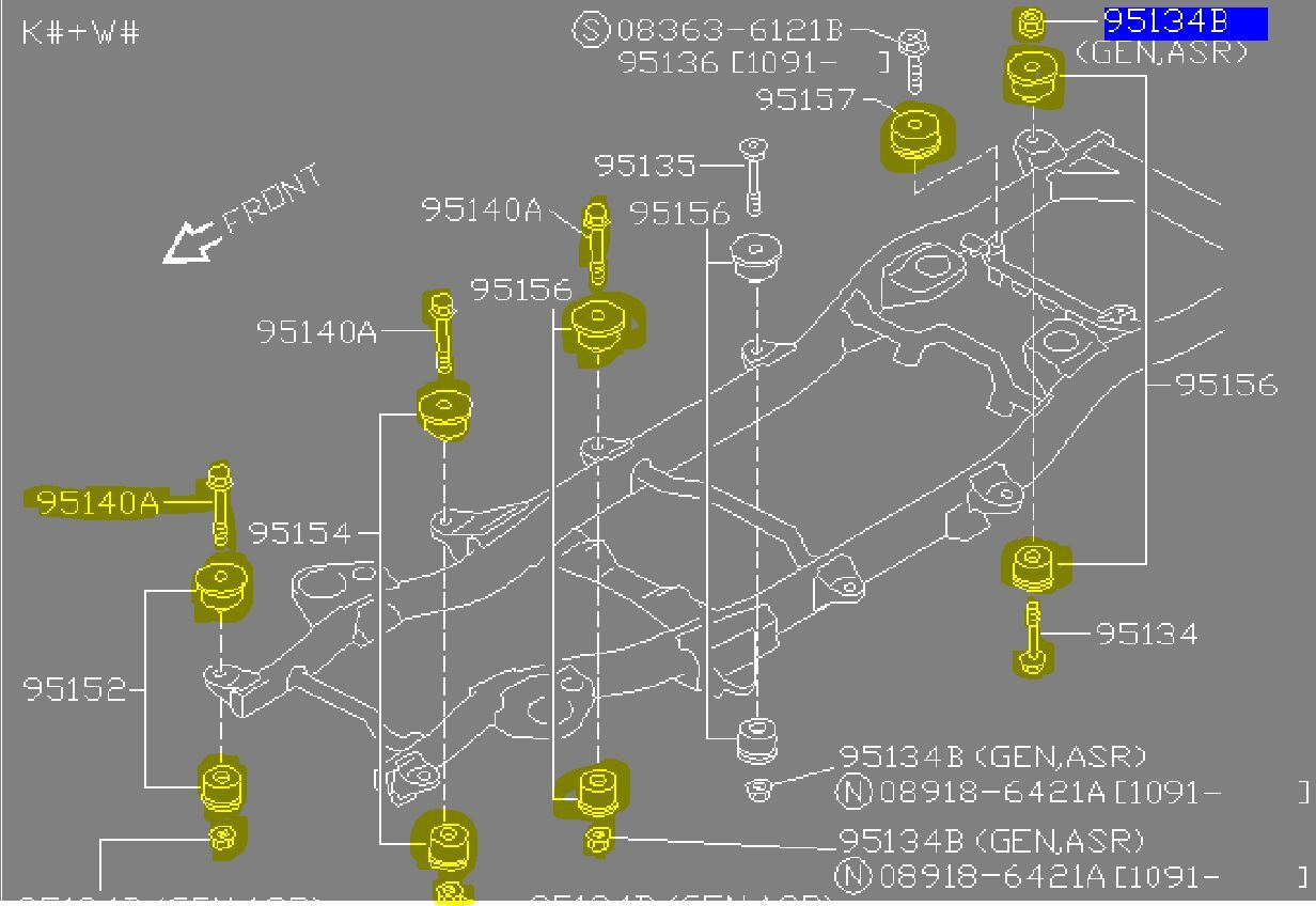 Genuine Nissan Body Mount Bush And Bolt Kit Early "Y60 - GQ SWB" Patrol ...