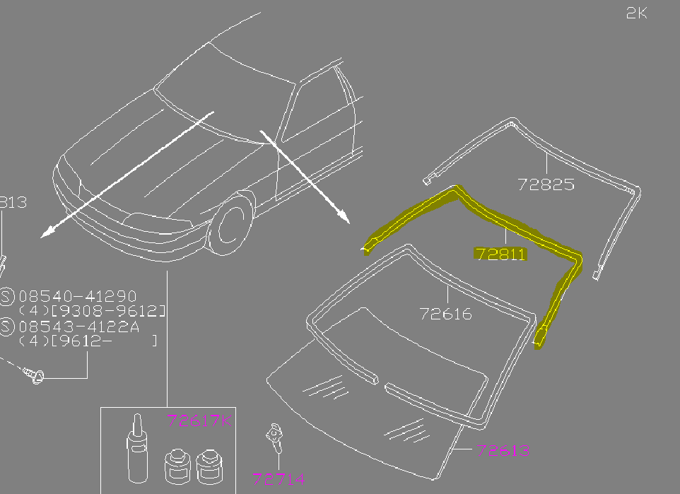 Genuine Nissan Windscreen Glass Moulding / Seal Kit (Front) "R33 ...